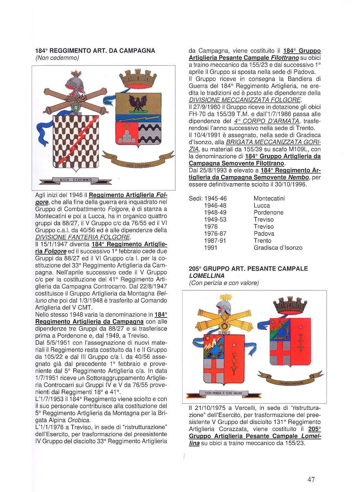 Reparti di artiglieria 1946-2020 - storia e araldica Artiglieria da ...