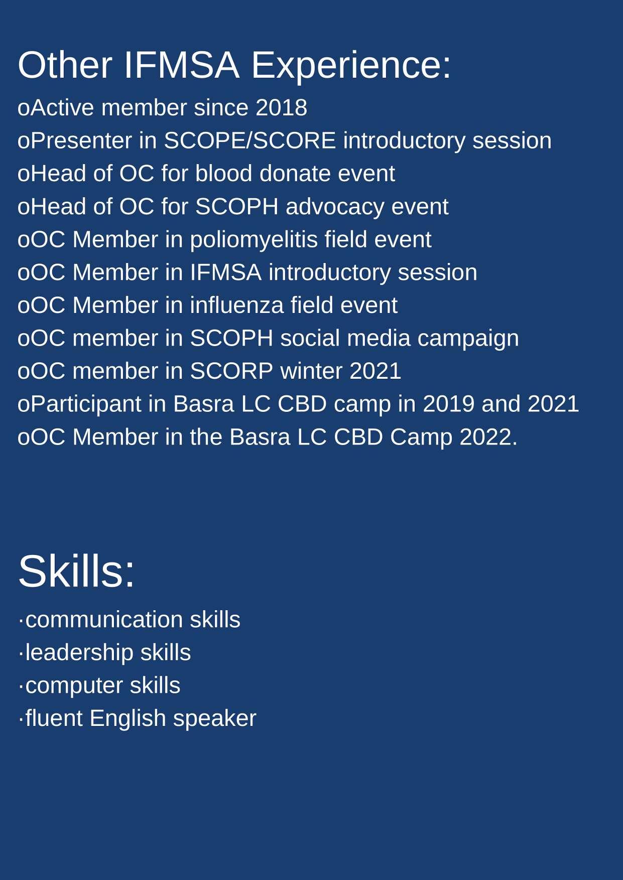 Candidature for IFMSA-Iraq NORE by Wiamwaleed - Issuu