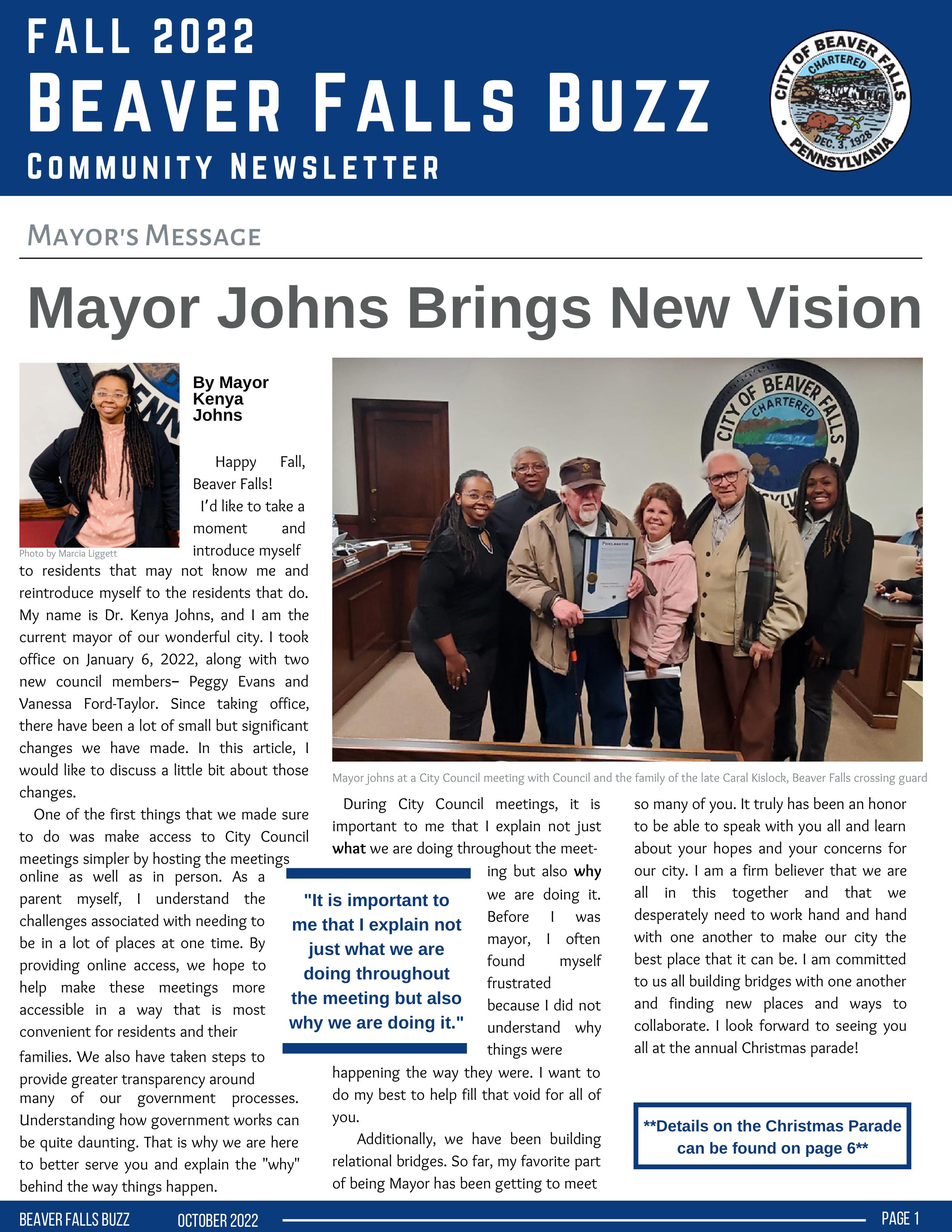 Beaver Falls Buzz Community Newsletter Fall 2022 by Rochelle Burks - Issuu