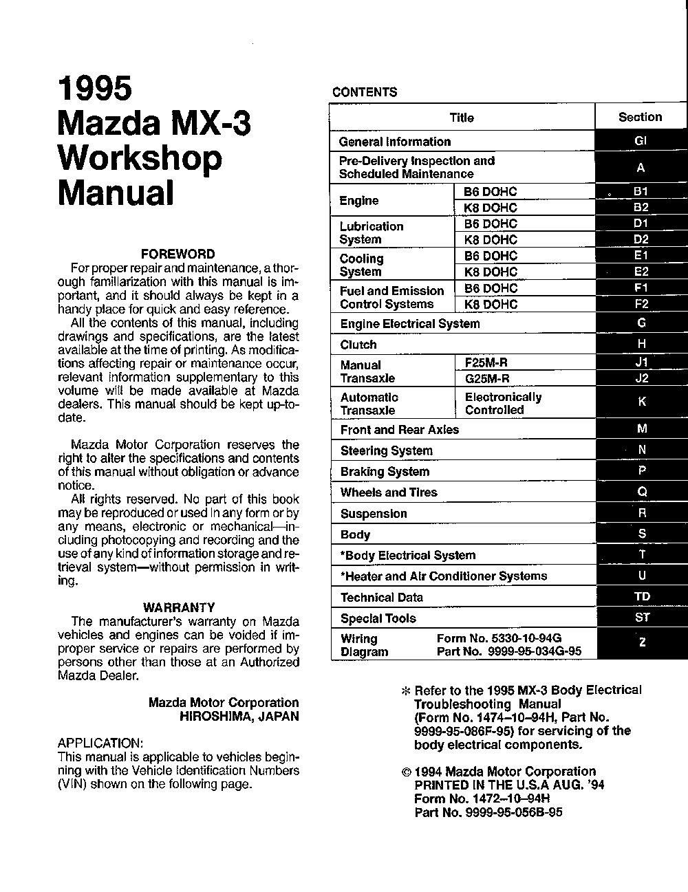 1995 Mazda MX3 Service Repair Manual by 9ieodkdksm0mnv - Issuu