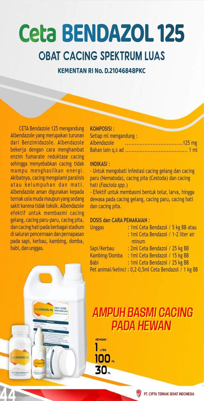 HARGA DISKON, TELP/WA 0821–2345–5940, Obat Cacing Sapi Ceta Bendazol ...