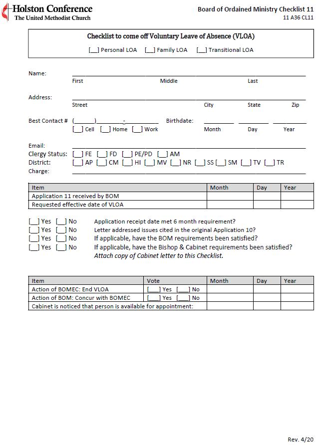 Voluntary Leave of Absence Guidelines and Application by Holston Annual ...