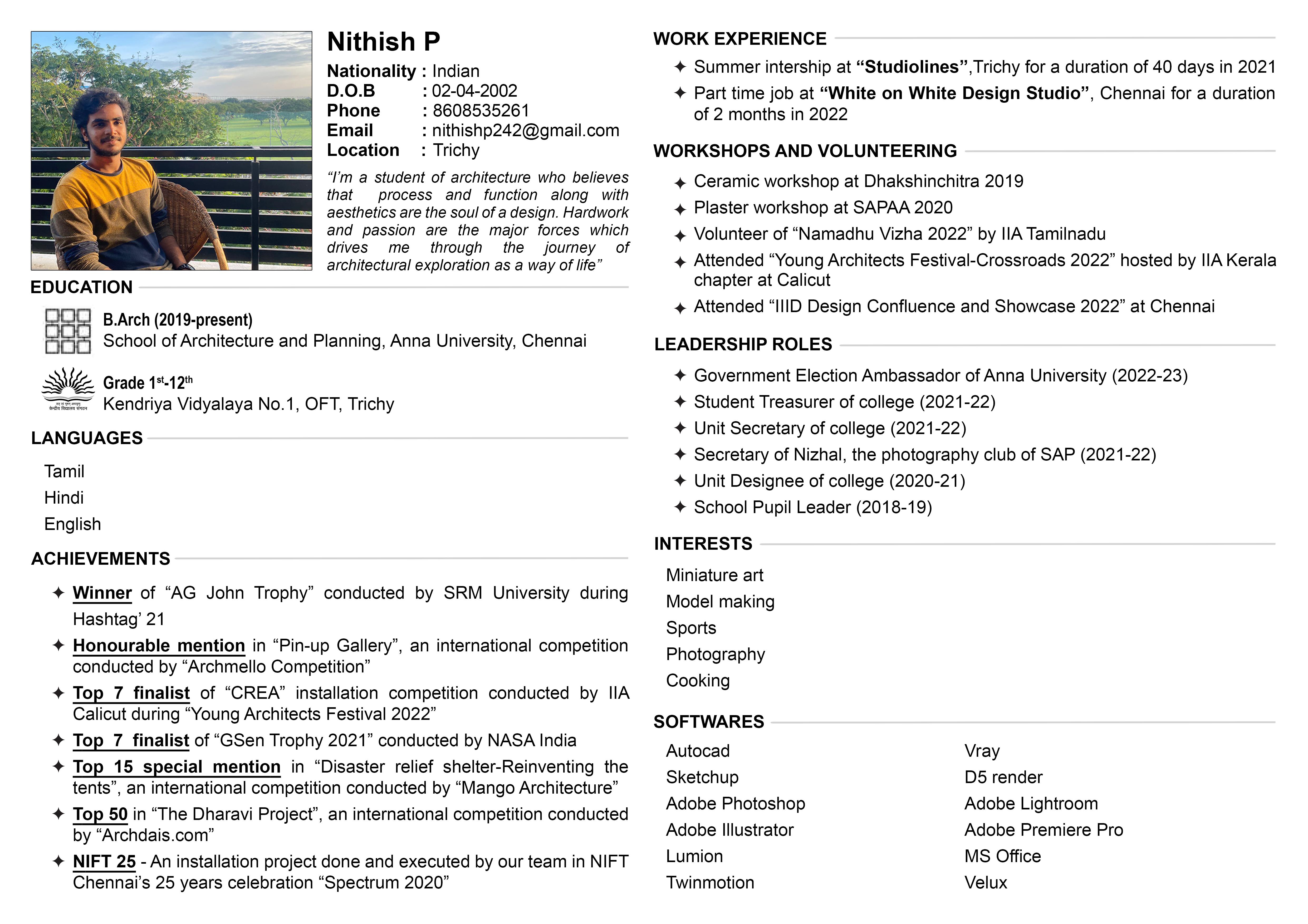 Architectural Portfolio 2022 - Nithish P by Nithish Pandian - Issuu