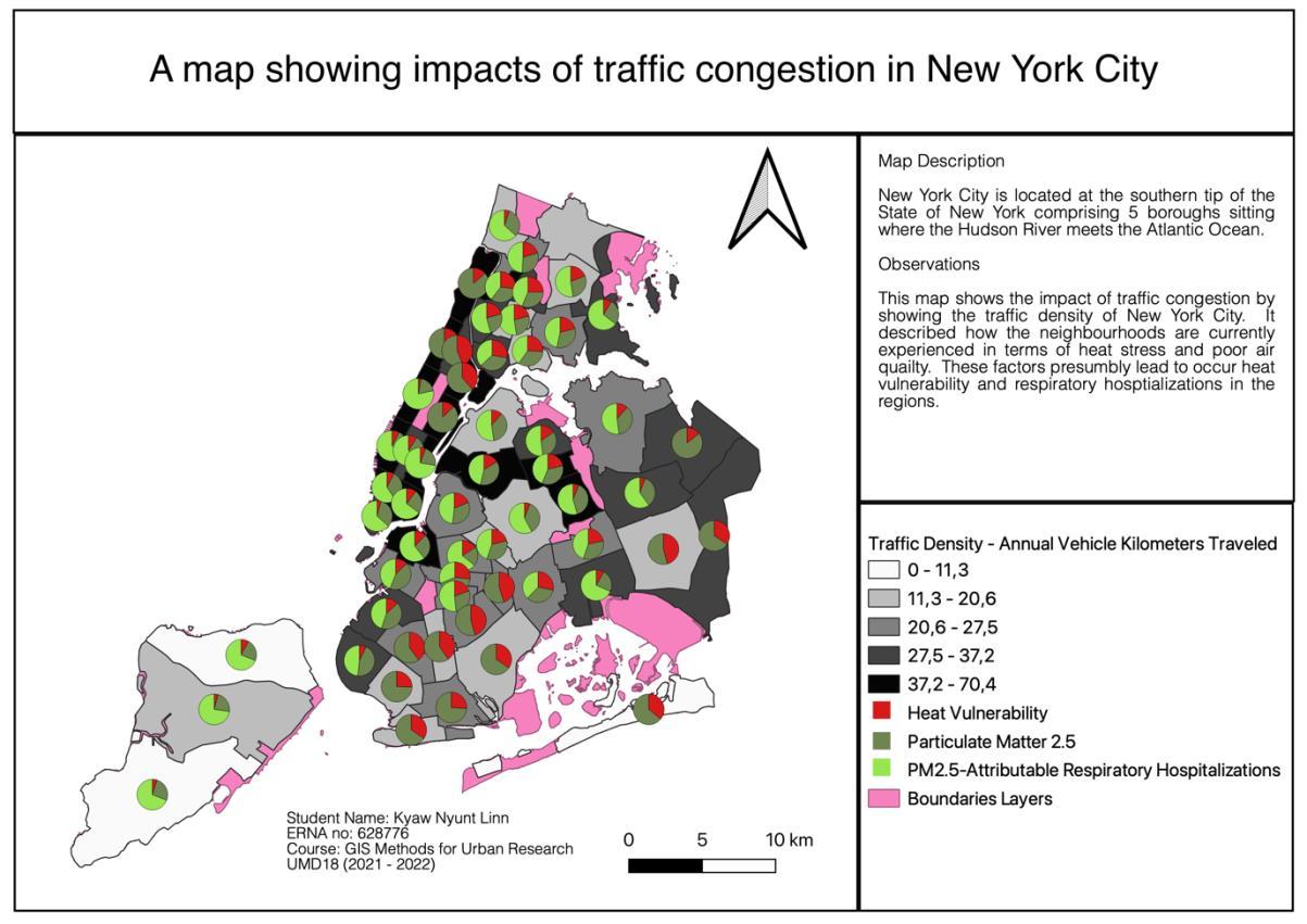 4.4 Analysis and description of a map showing impacts of traffic ...