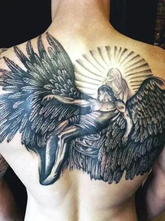 Fallen Angel Wings Tattoo On Back