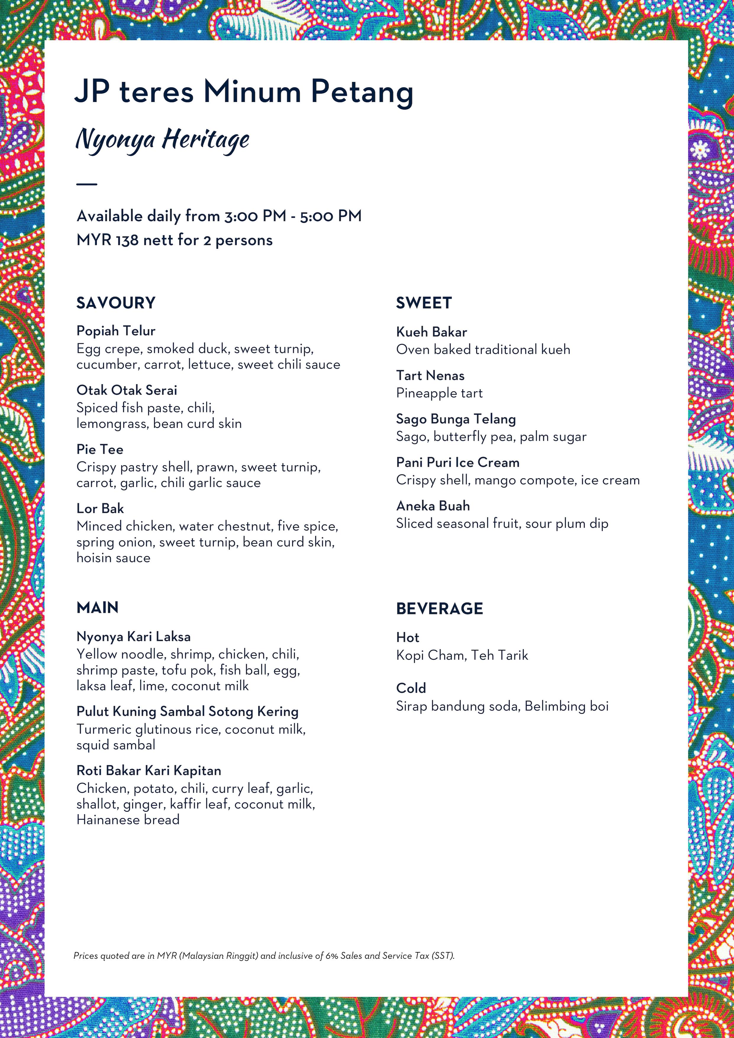Menu: JP teres Minum Petang Set by Grand Hyatt Kuala Lumpur - Issuu