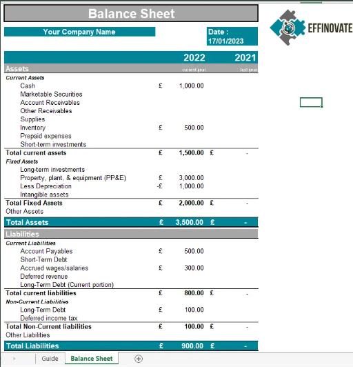 Free Balance Sheet Template Excel