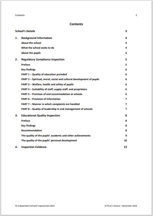 ISI Inspection Report November 2022 by StPiransSchool - Issuu
