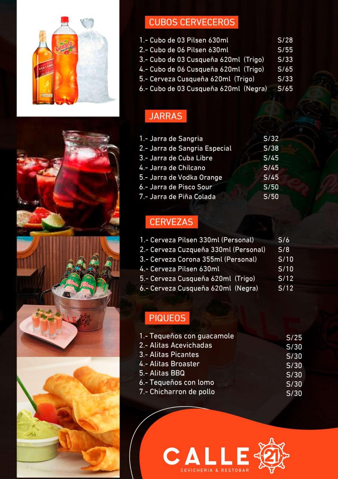 Carta de Bebidas Calle 21 by K-reativ PUBLICIDAD, IMPRENTA DELIVERY Y ...