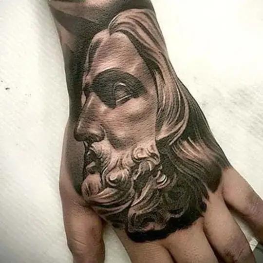 Jesus Hands Tattoo On Neck