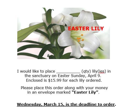Easter Lily Order Form by StarlingAvenue - Issuu