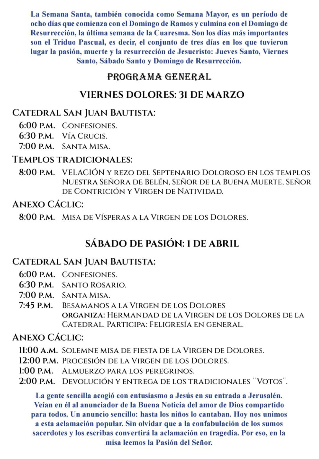 PROGRAMA GENERAL DE LA "SEMANA SANTA EN CHACHAPOYAS 2023" by Oscar Alberto Montenegro - Issuu