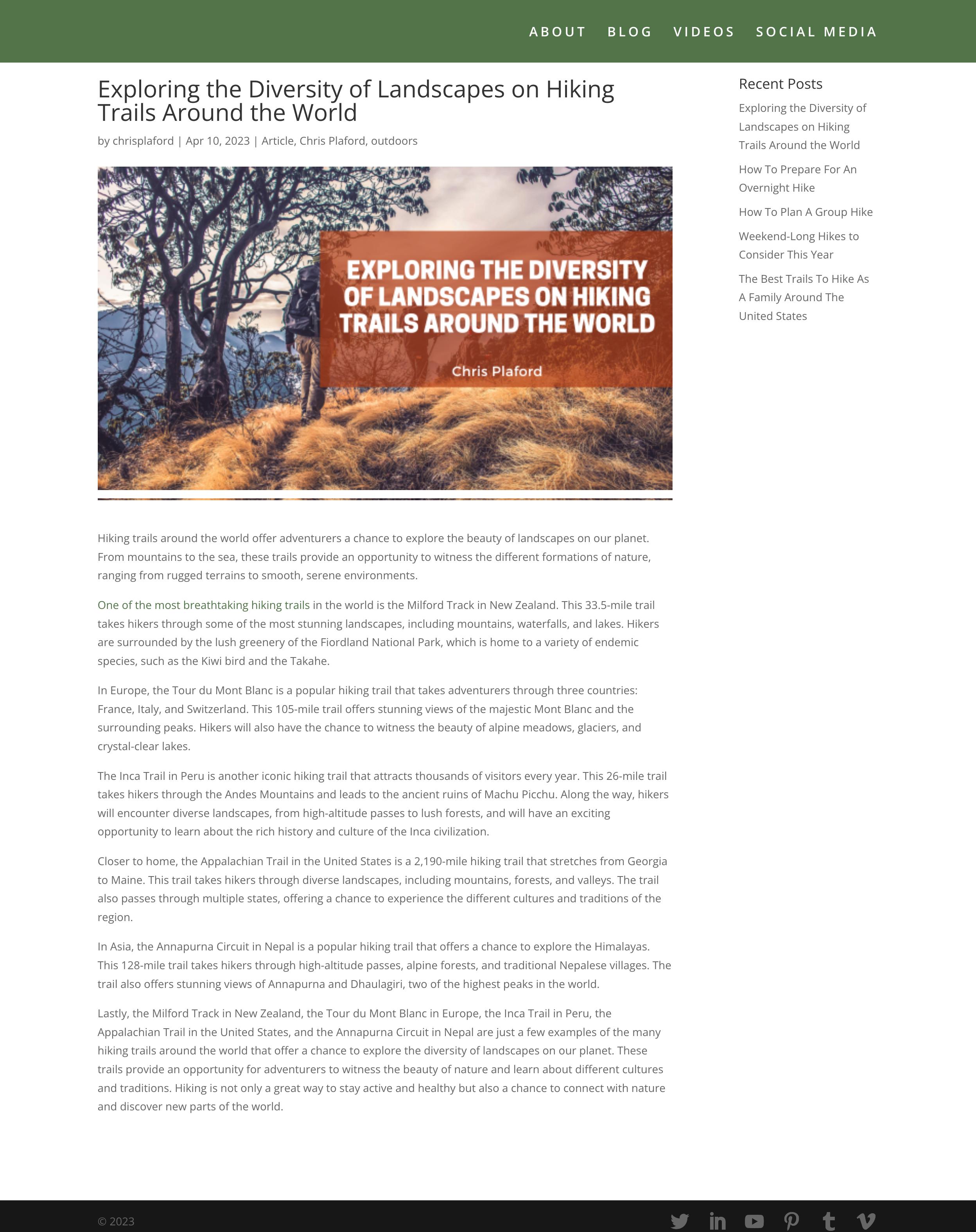 Exploring the Diversity of Landscapes on Hiking Trails Around the World ...