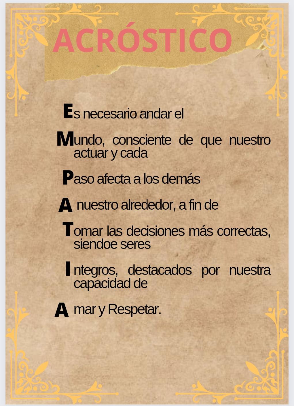 Acróstico Com A Palavra Empatia - BRUNIV