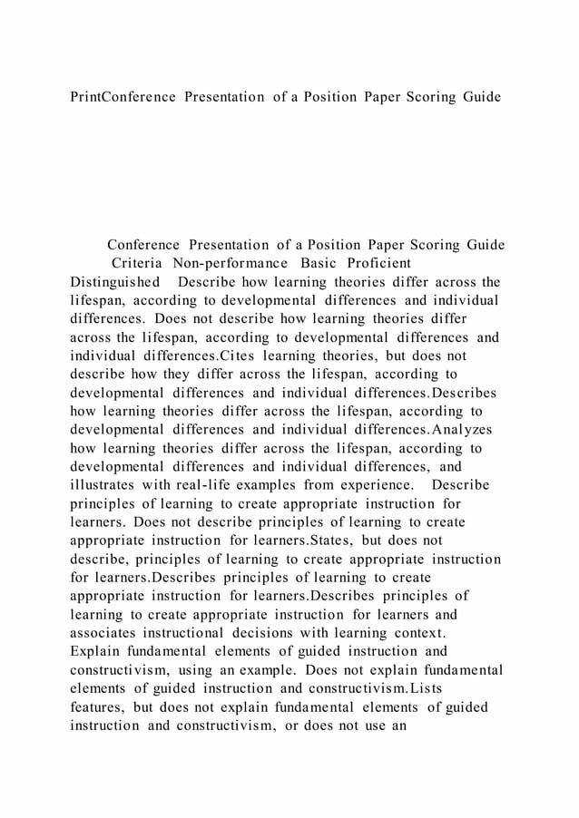 PrintConference Presentation Of A Position Paper Scoring Guide by ...