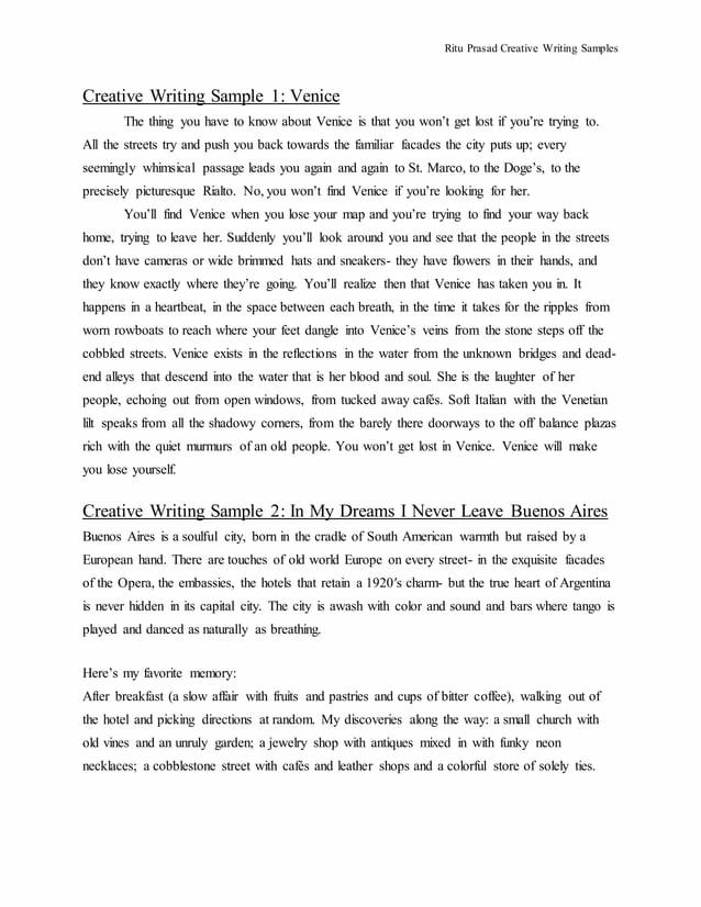Creative Writing Samples by kvevinsiper1988 - Issuu