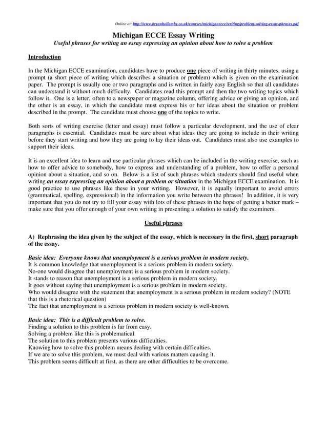 Problem Solving-Essay-Phrases by Tanya Schott - Issuu