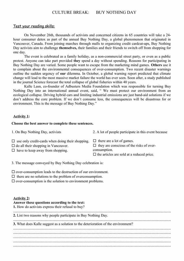 Buy Nothing-Day-Fun-Activities-Games-Reading-Comprehension-Exercis by ...