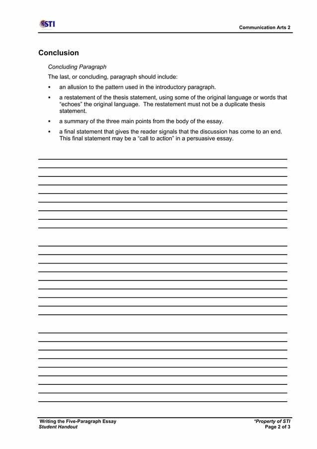 Writing The Five-Paragraph Essay S.Handout by guitarissand1972 - Issuu