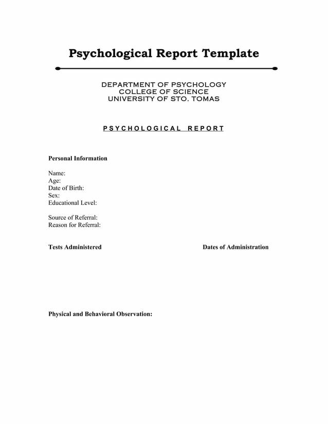 Sample Psych Reports Format by Charlene Debiasio - Issuu