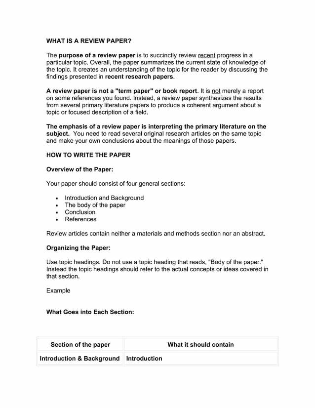 What Is A Review Paper? Review Paper – WDXMU