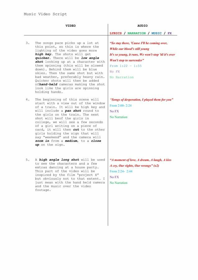 Music Video Scripttemplate by Kimberly Rodriguez - Issuu
