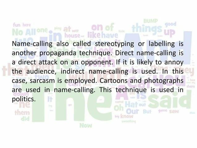 Name Calling Propaganda Politics