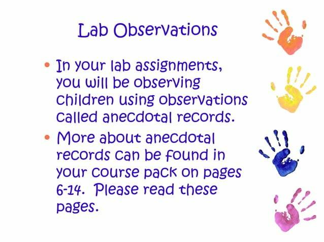 Anecdotal Records Examples For Preschool