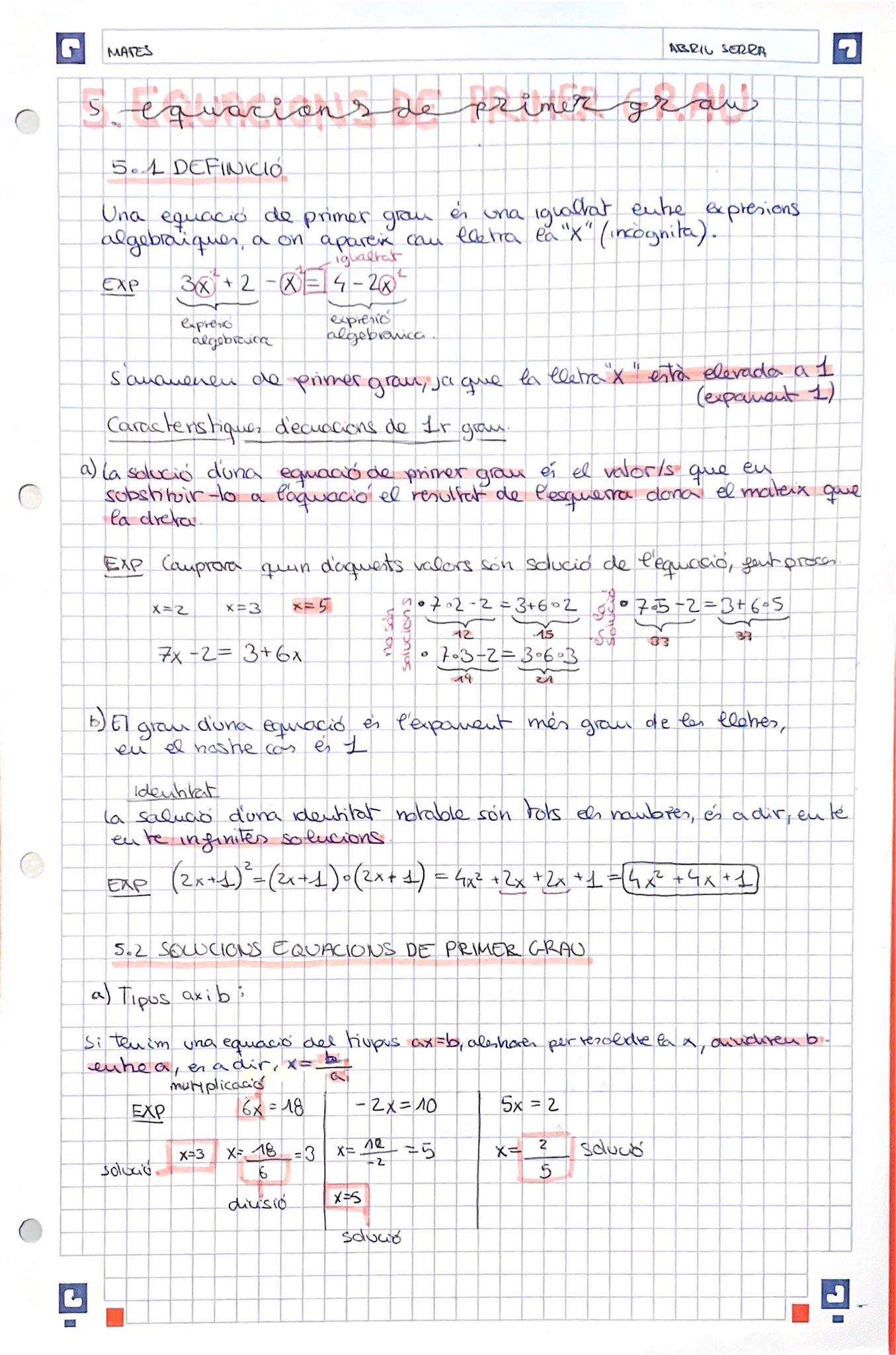 Dossier: 5.- Equacions de primer grau by abril.serra5 - Issuu