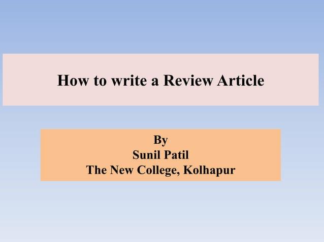 How To Write A Review Article How To Write An Article Review | PDF