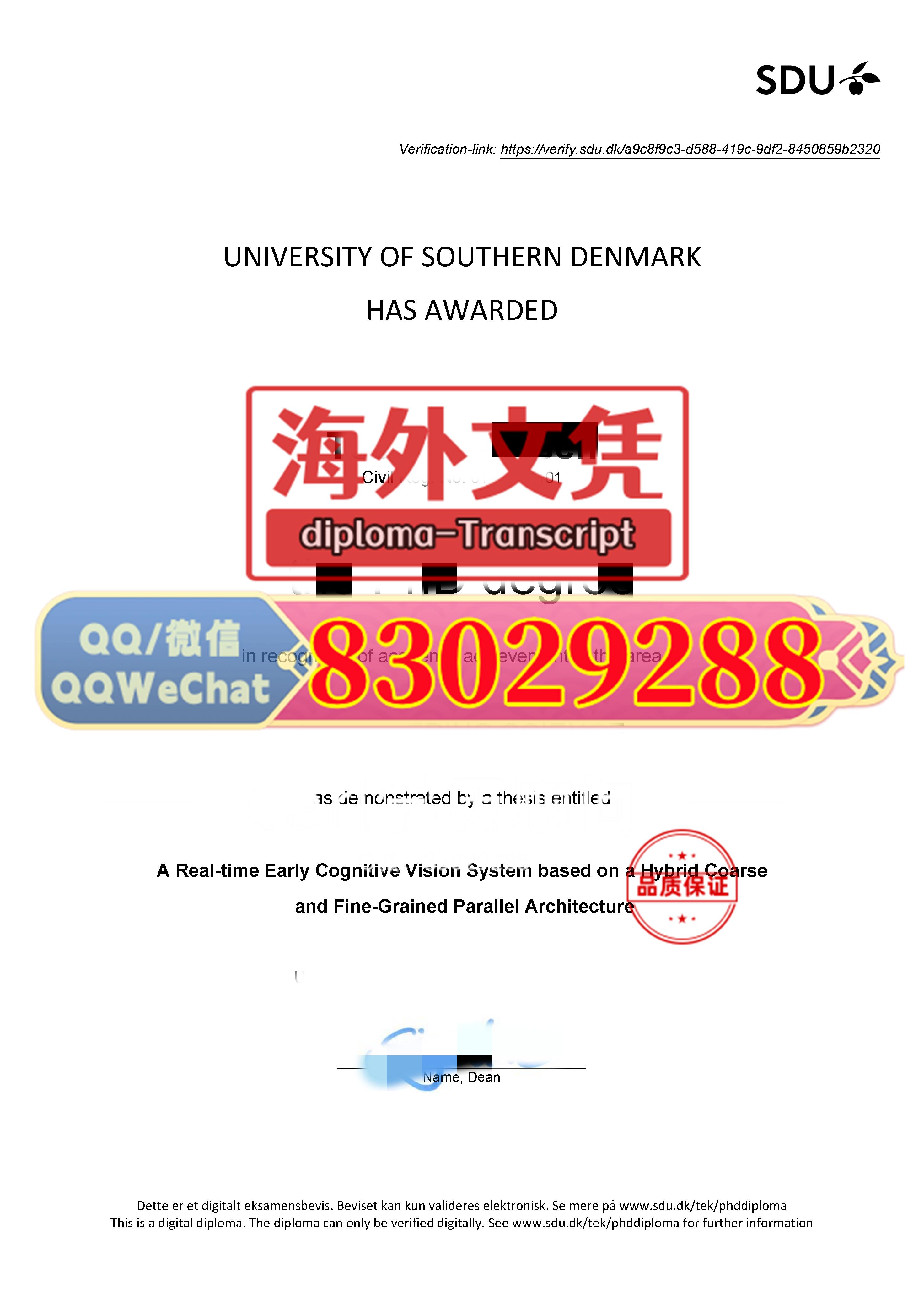 TOP大学保录取〔丹麦SDU成绩单毕业证〕《Q微83029288》成绩单PDF SDU成绩单SDU认证 by sadsd6 - Issuu