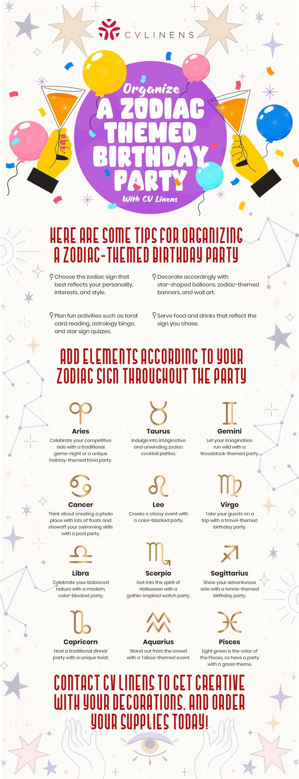 Organize A Zodiac Themed Birthday Party with CV Linens by Cvlinenstx ...