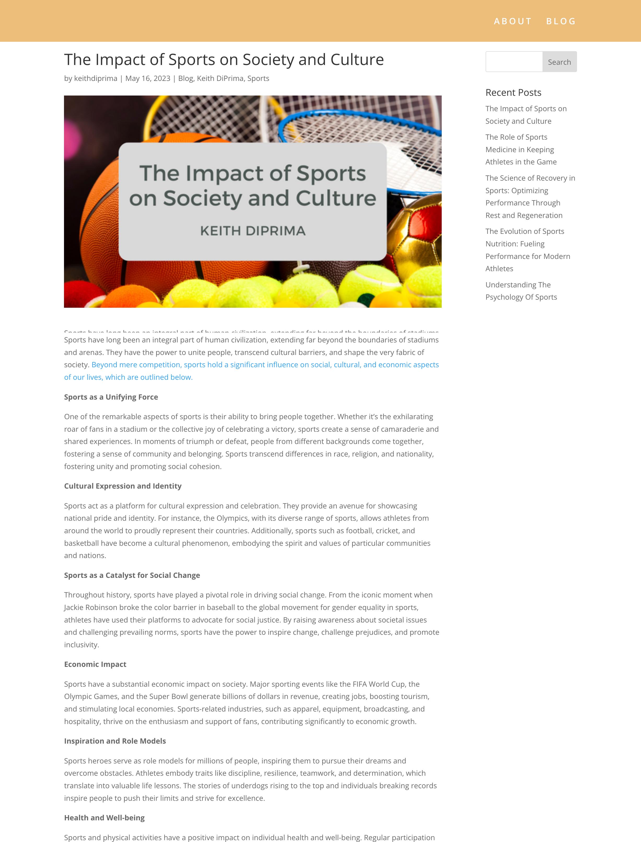 The Impact of Sports on Society and Culture by Keith DiPrima - Issuu