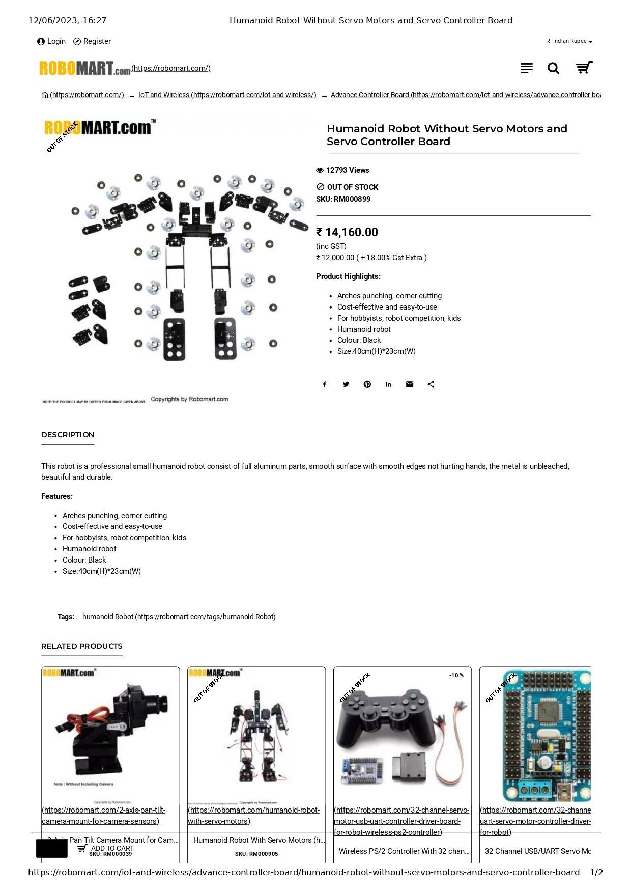Humanoid Robot Without Servo Motors and Servo Controller Board by ...