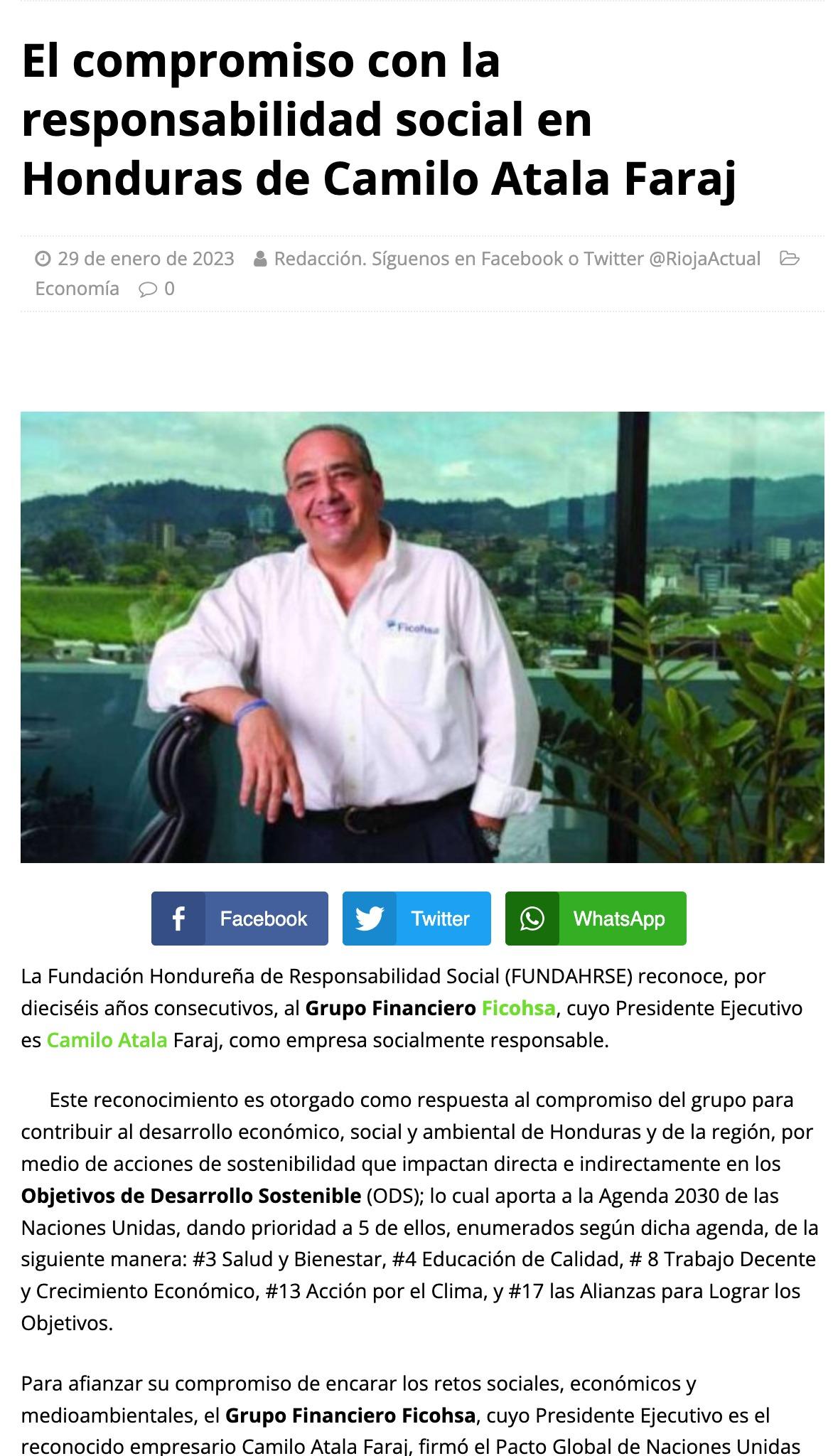 El compromiso con la responsabilidad social en Honduras de Camilo Atala ...