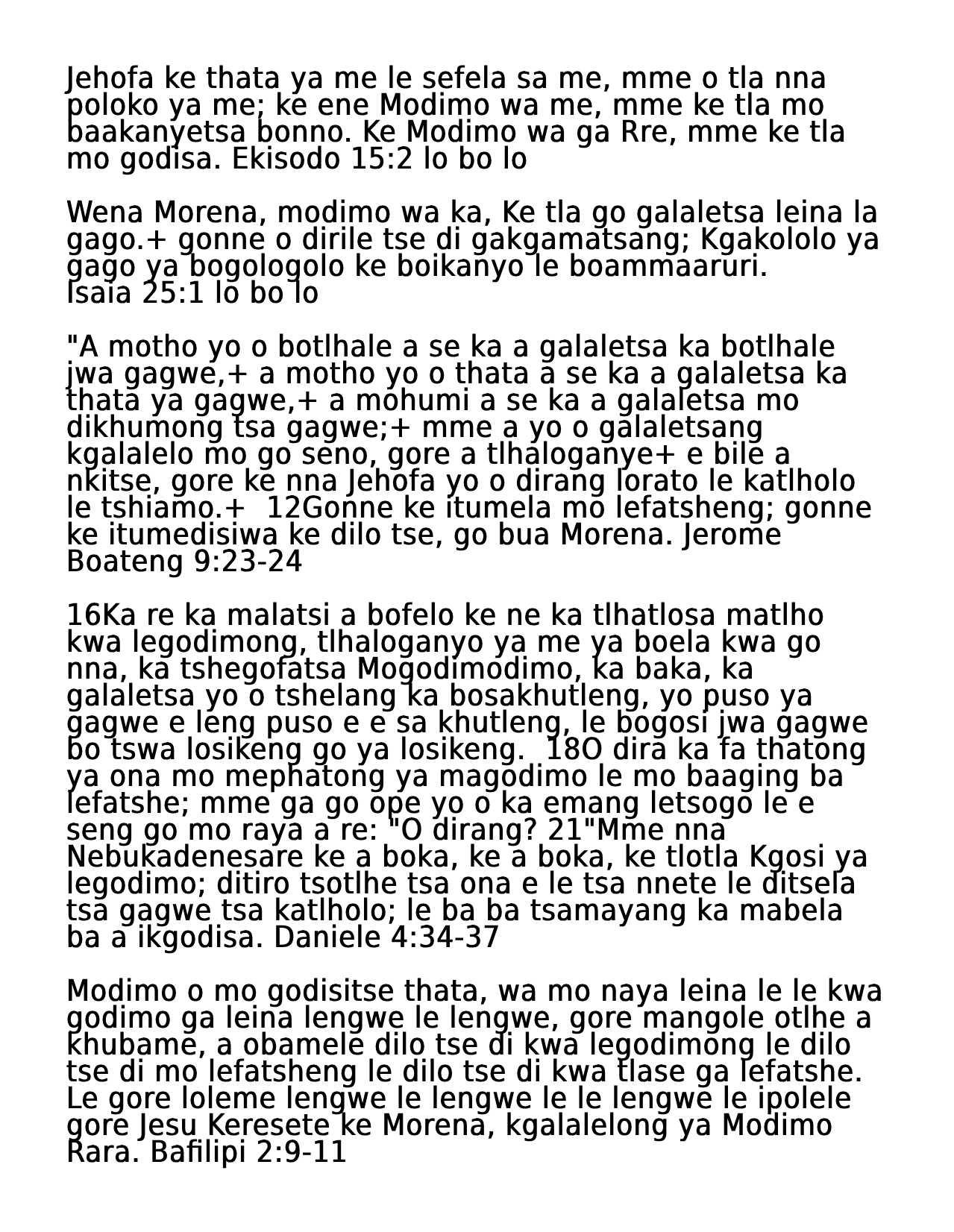 Setswana Tswana Praise Worship Thanksgiving Tract By Filipino Tracts