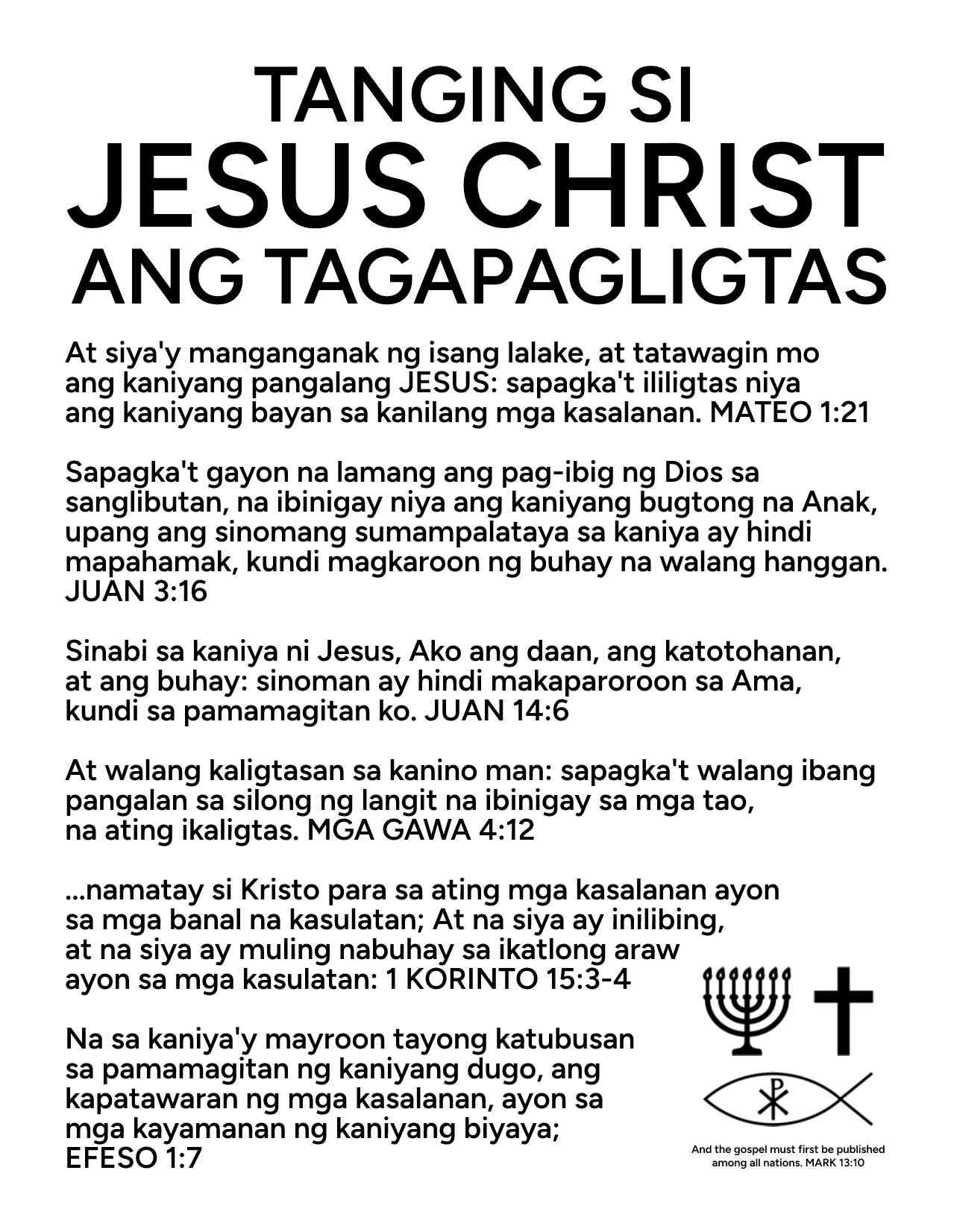 Tagalog Gospel Tract - ONLY JESUS CHRIST SAVES by Filipino Tracts and ...