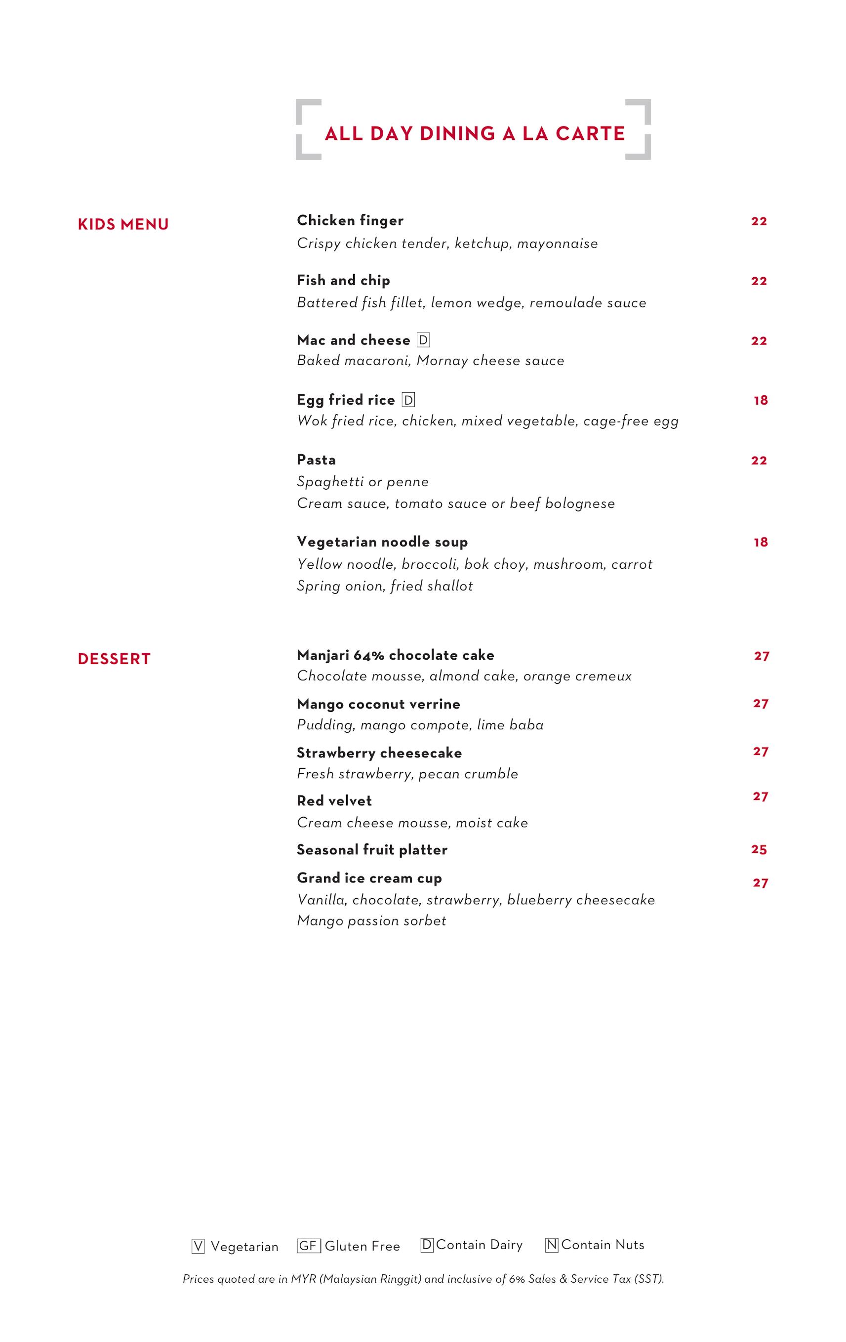 Menu: In-Room Dining by Grand Hyatt Kuala Lumpur - Issuu