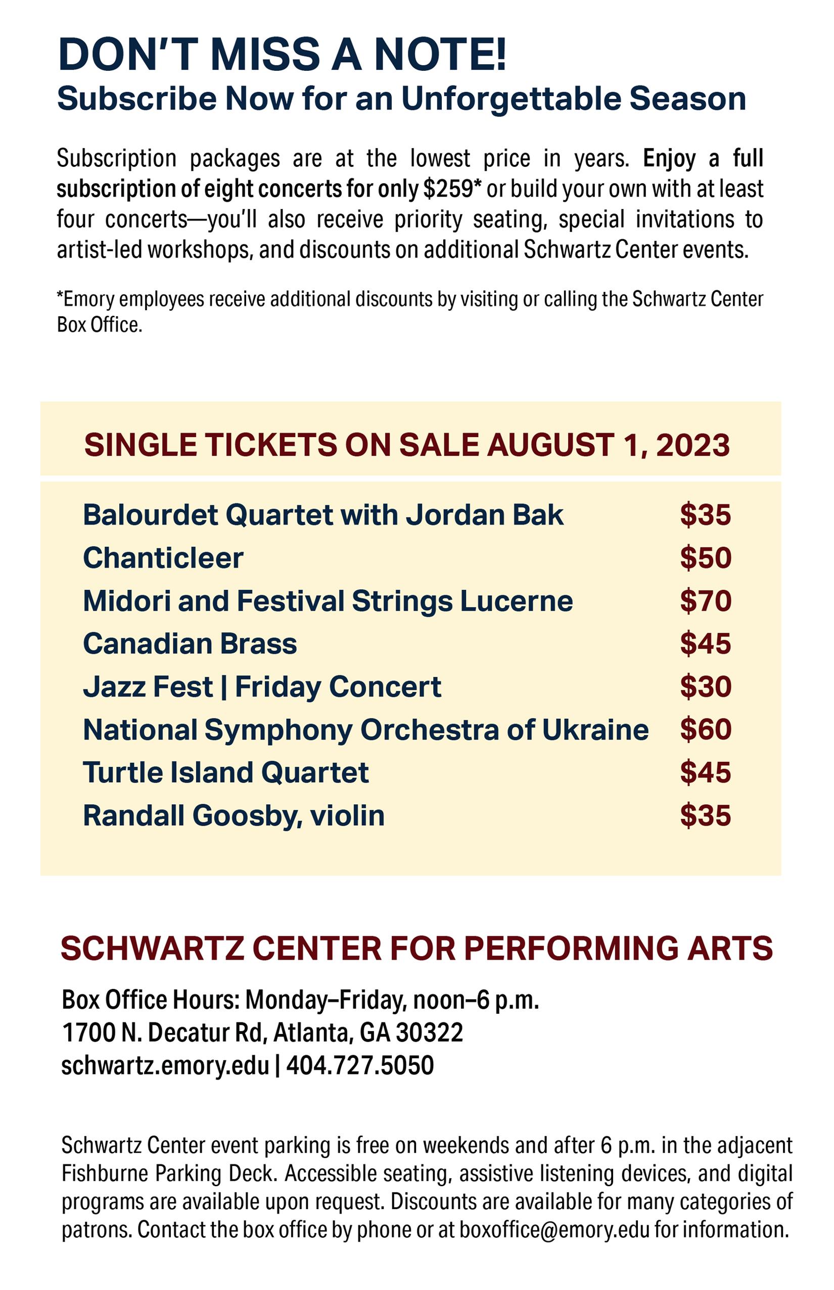 2023–2024 Schwartz Center Season Brochure by Schwartz Center for ...