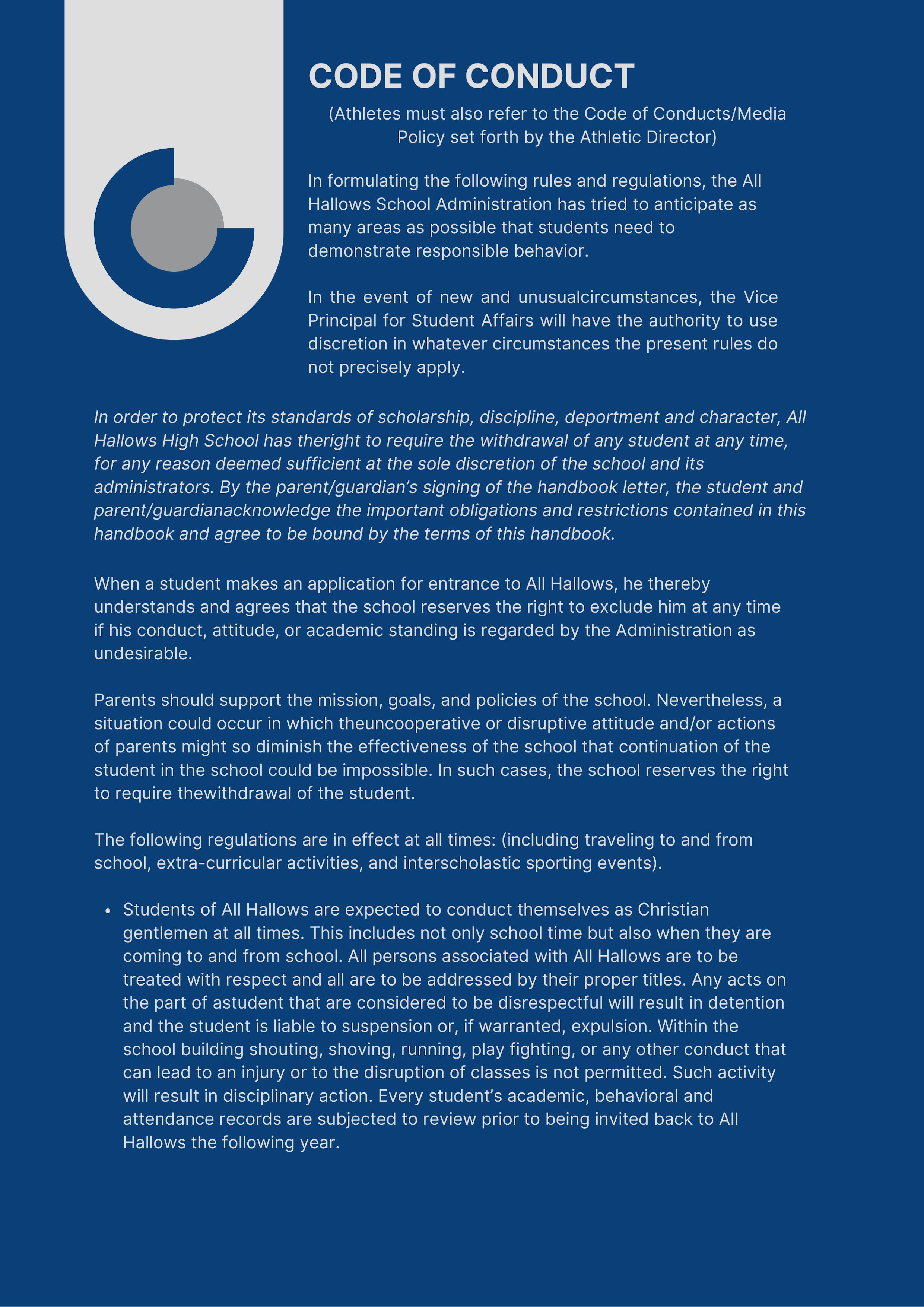 2023-2024 All Hallows Student Handbook by gaelsmarketing - Issuu