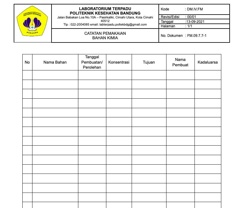 Pencatatan Penggunaan Alat & Bahan Secara Digital Di Laboratorium ...