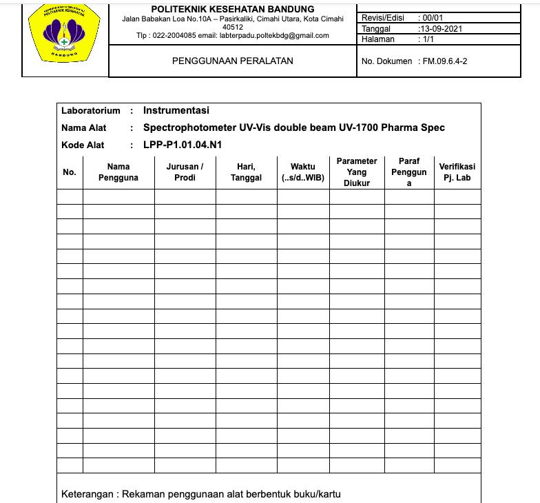 Pencatatan Penggunaan Alat & Bahan Secara Digital Di Laboratorium ...