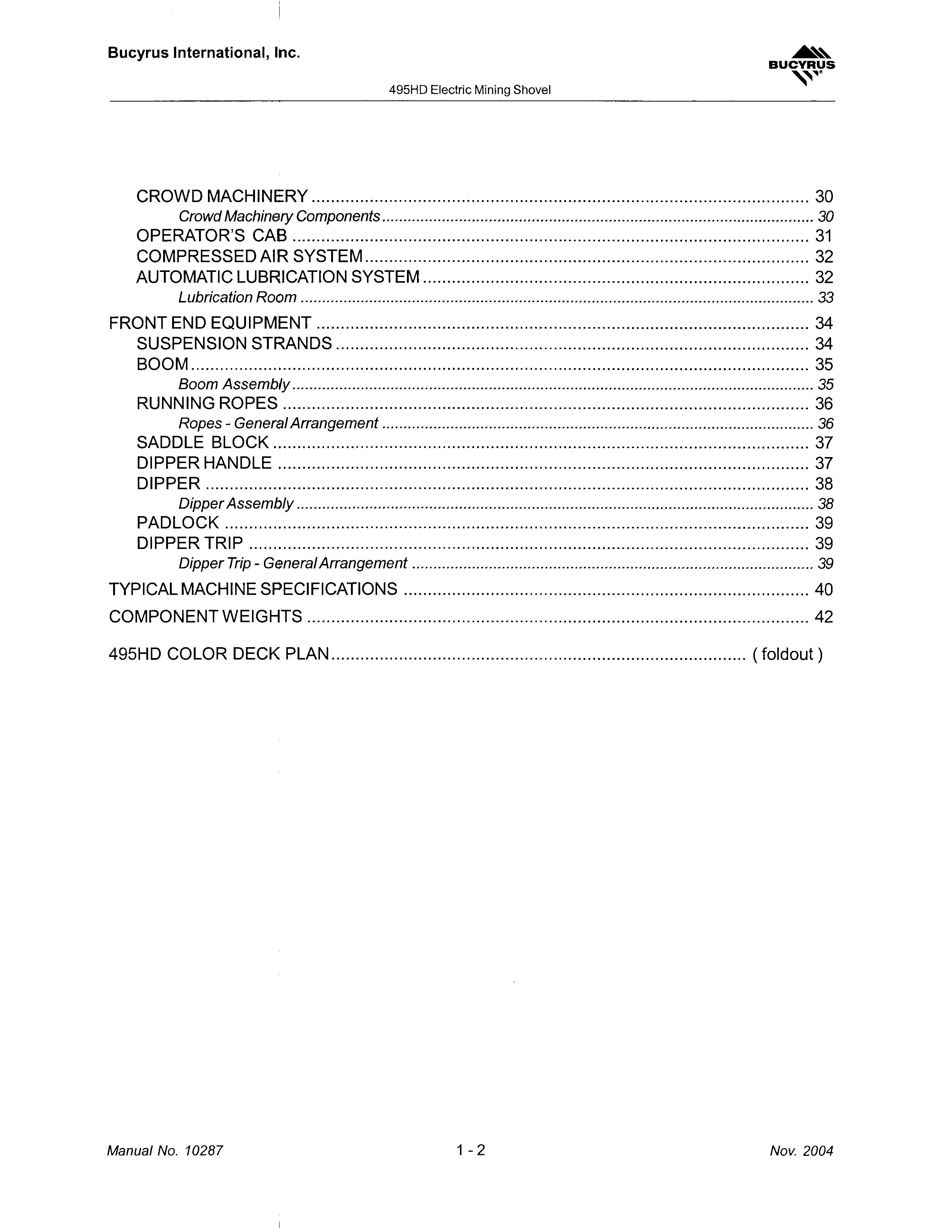 CAT BUCYRUS 495HD MINING SHOVEL MAINTENANCE and OPERATION MANUAL ...