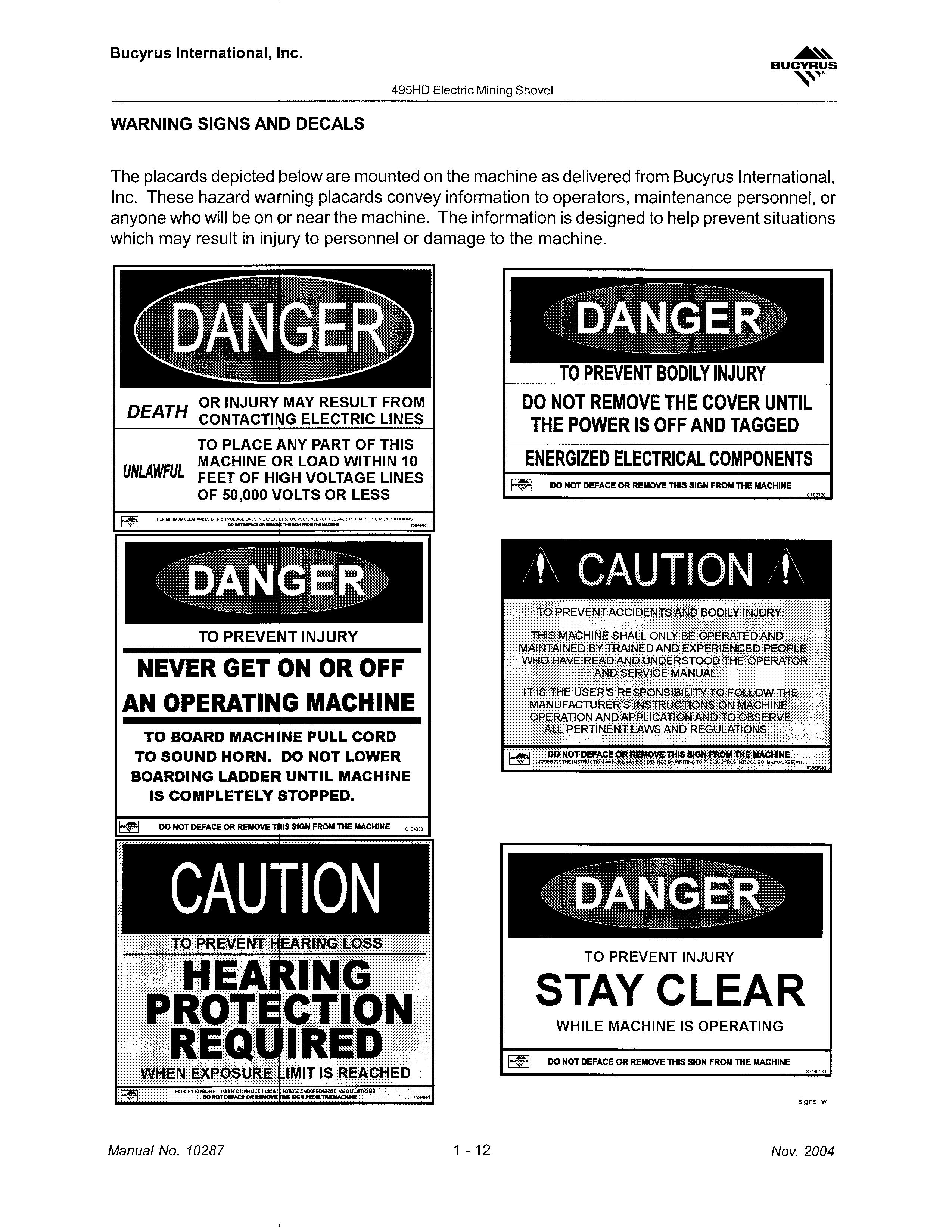 CAT BUCYRUS 495HD MINING SHOVEL MAINTENANCE and OPERATION MANUAL ...