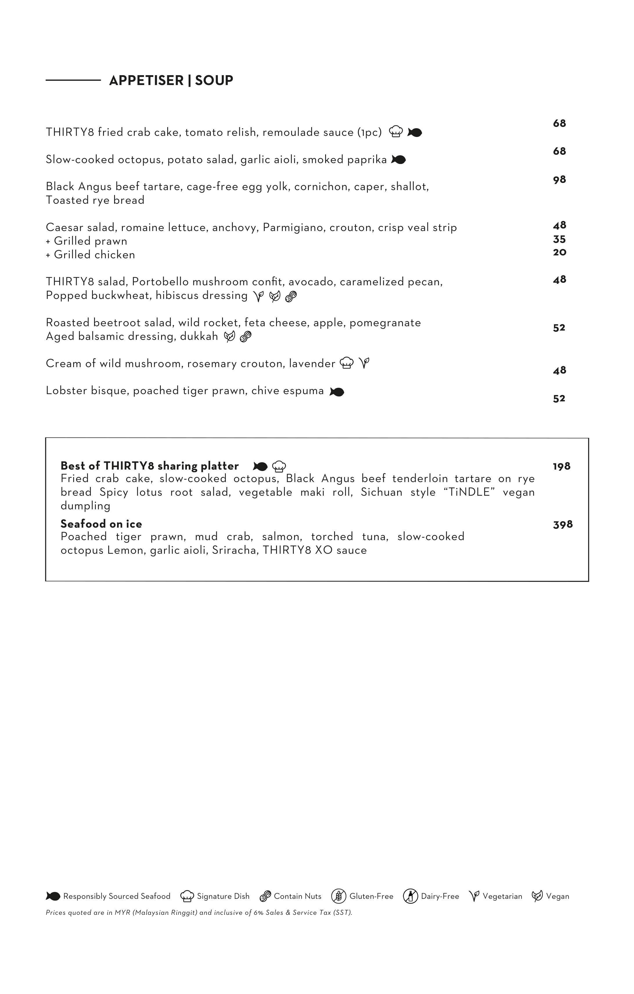 Menu: THIRTY8 A La Carte by Grand Hyatt Kuala Lumpur - Issuu