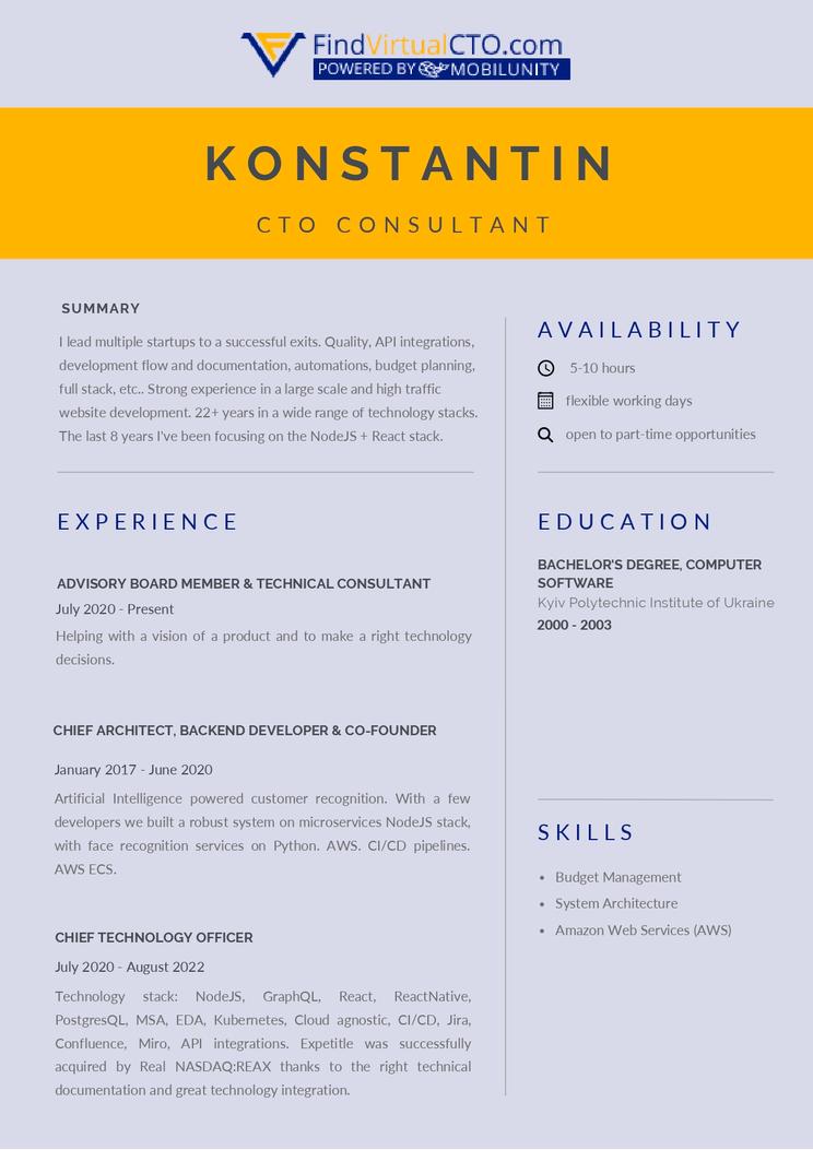 42 CTO Consultants Resume Samples by DenGuil - Issuu