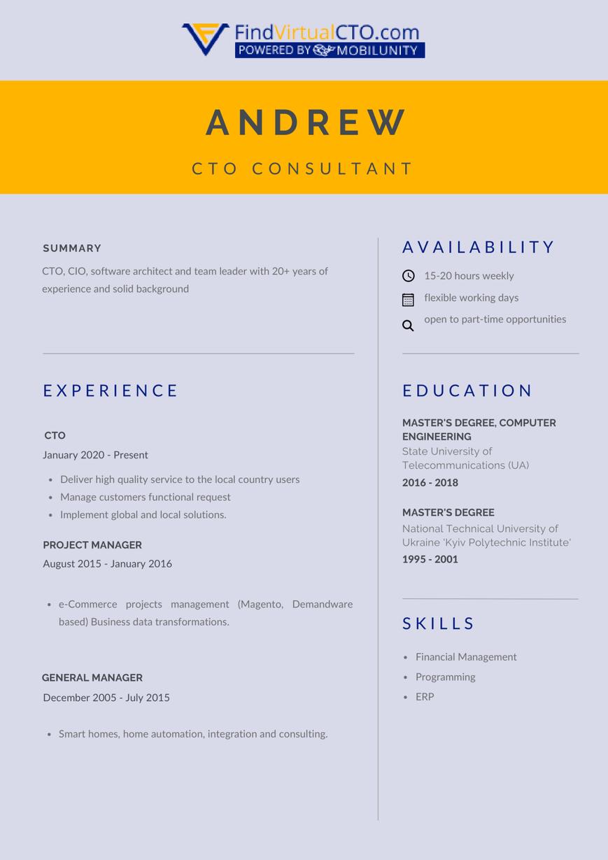 42 CTO Consultants Resume Samples by DenGuil - Issuu