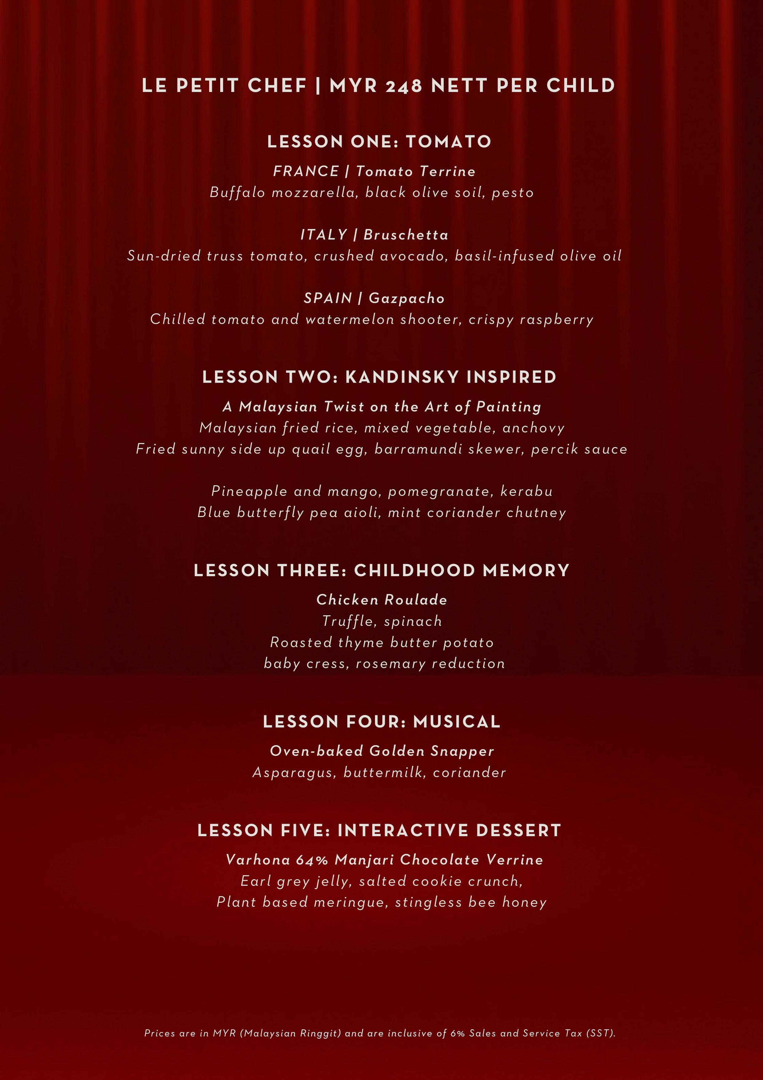 Menu: Le Petit Chef at Grand Hyatt Kuala Lumpur by Grand Hyatt Kuala ...