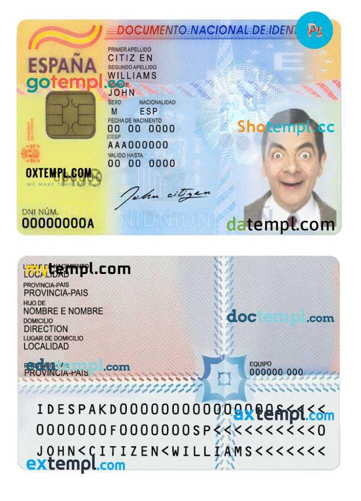 sample Spain ID template in PSD format, fully editable (2016 – present ...