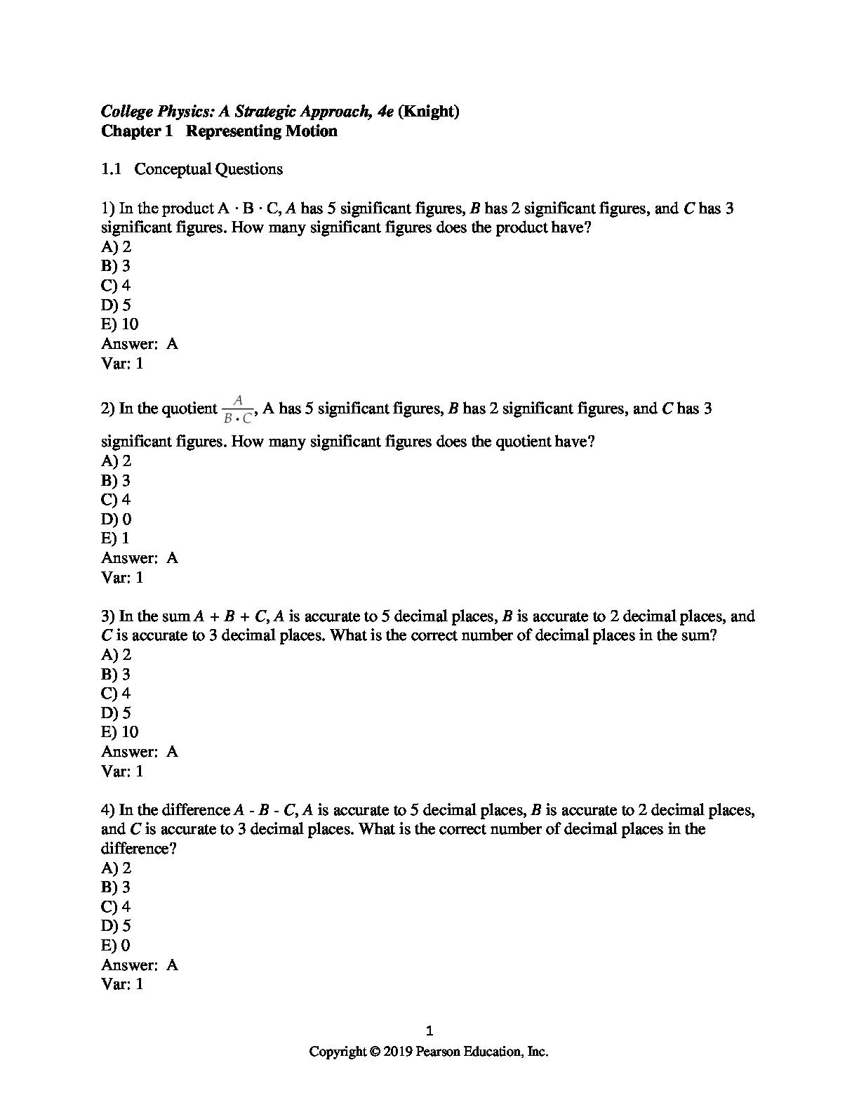 Test Bank for College Physics A Strategic Approach 4th Edition Knight ...